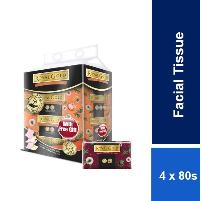 Royal Gold 3 Ply Twin Tone Facial Tissue 80s x 4 | Shopee Malaysia