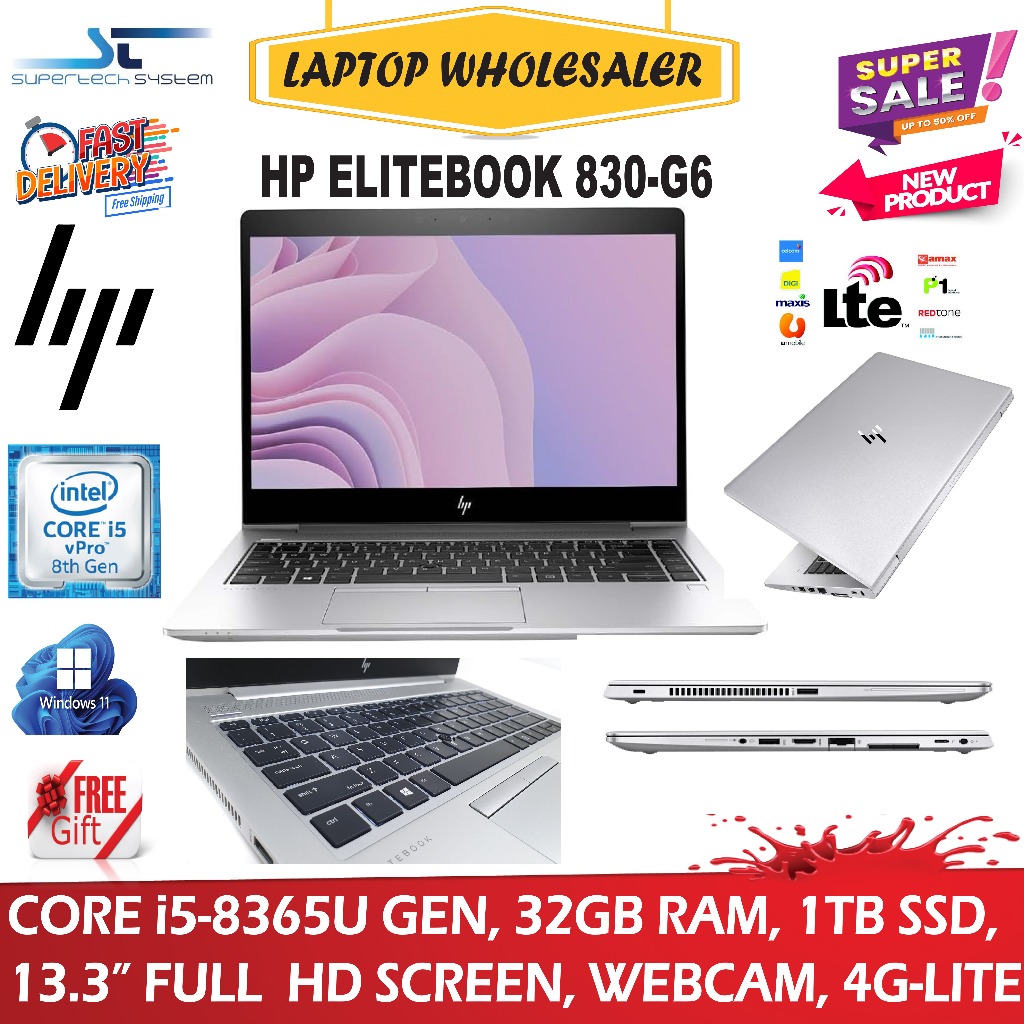 HP ELITEBOOK 830 G6 | HP ELITEBOOK 850-G6 ULTRABOOK (CORE i5-8TH GEN, 32GB RAM, 1TB NVME SSD, 15 ...