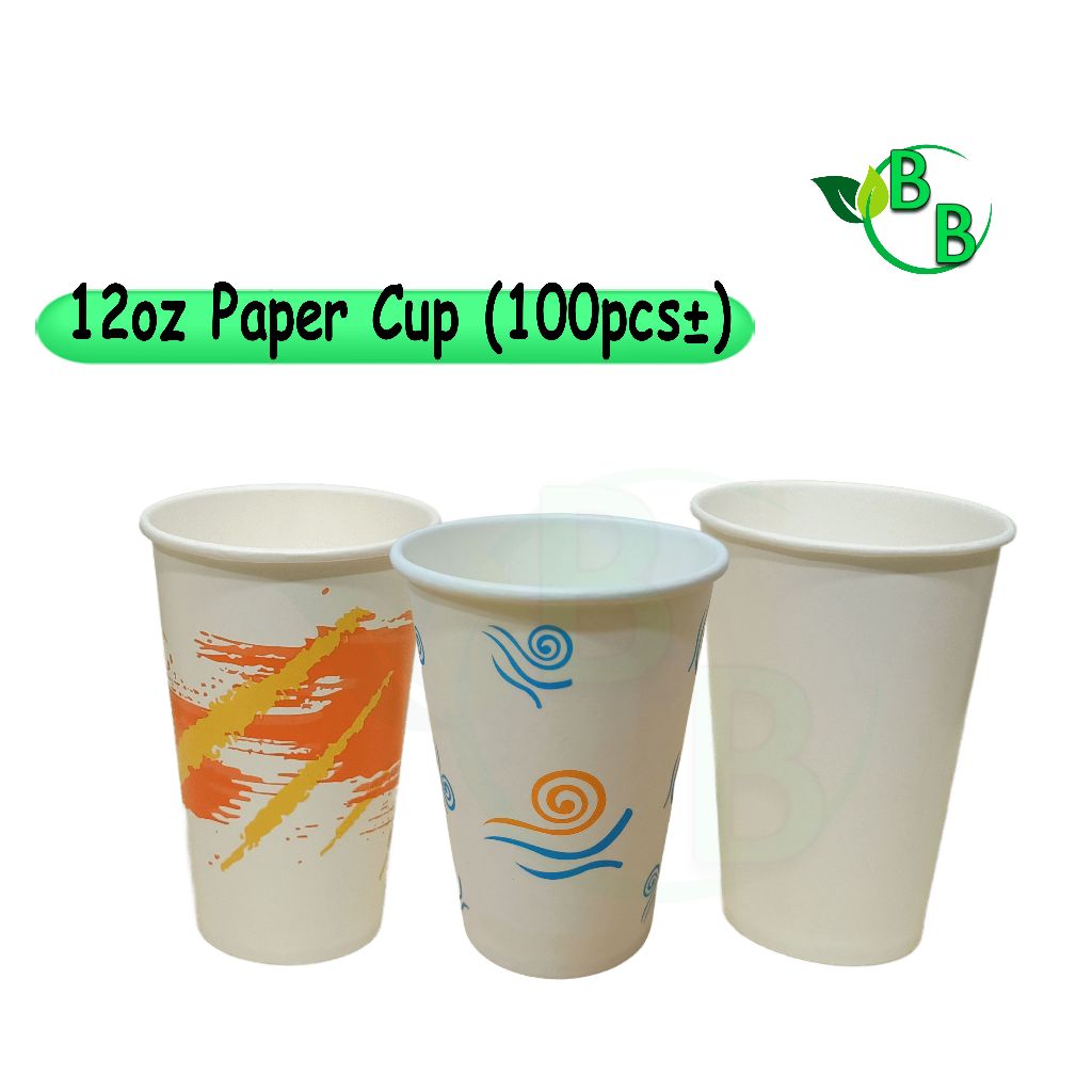 Paper Cup 12oz Plain/Color (100pcs±)/ Paper Cup with Flat Lid ...