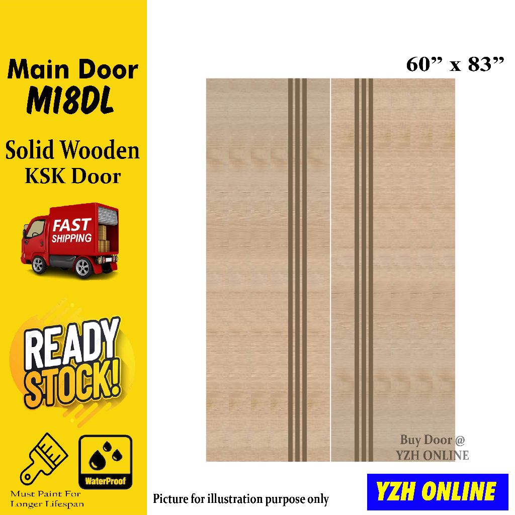 Pintu Kayu Kembar Depan Rumah 60 x 83 (KSK Skin Solid Core) M18DL ...