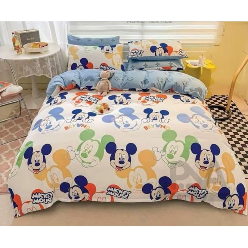 [ Ready Stock + Local Seller ] Mickey Mouse Cartoon Colorful 7 in 1 bedsheet | Shopee Malaysia