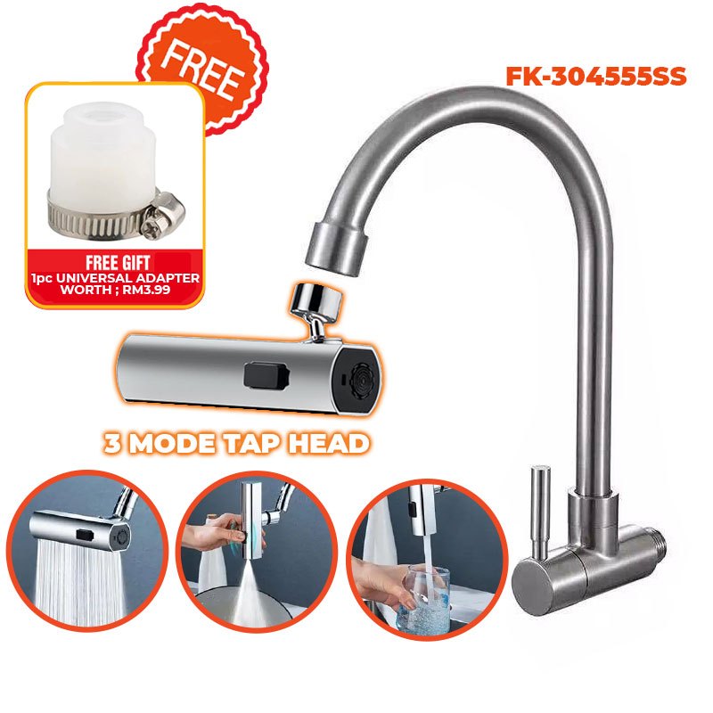 FK-304555SS 304 STAINLESS STEEL WALL KITCHEN SINK TAP | Shopee Malaysia