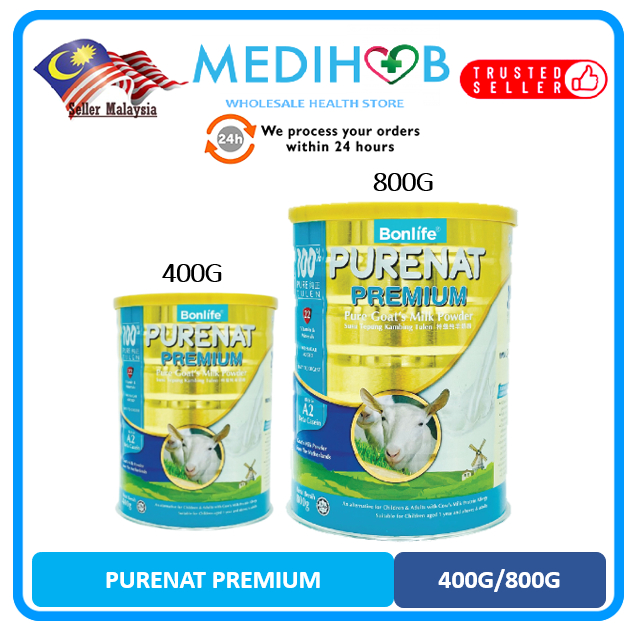Bonlife Purenat Premium Pure Goat Milk Powder 400g (EXP06/2026) / 800g ...