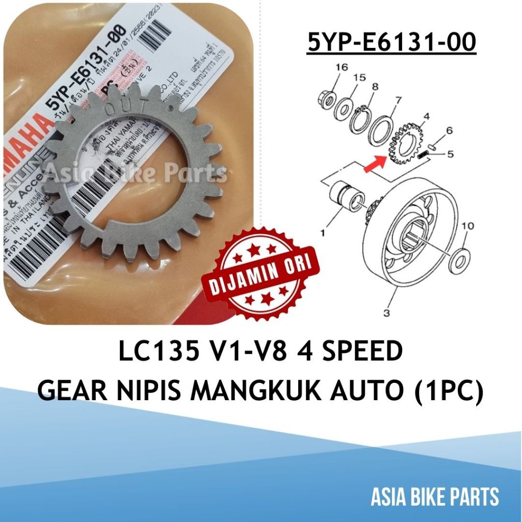 Yamaha Original LC135 V1 V2 V3 V4 V5 V6 V7 V8 4 Speed 4S Primary Drive Gear Nipis Mangkuk Auto ...