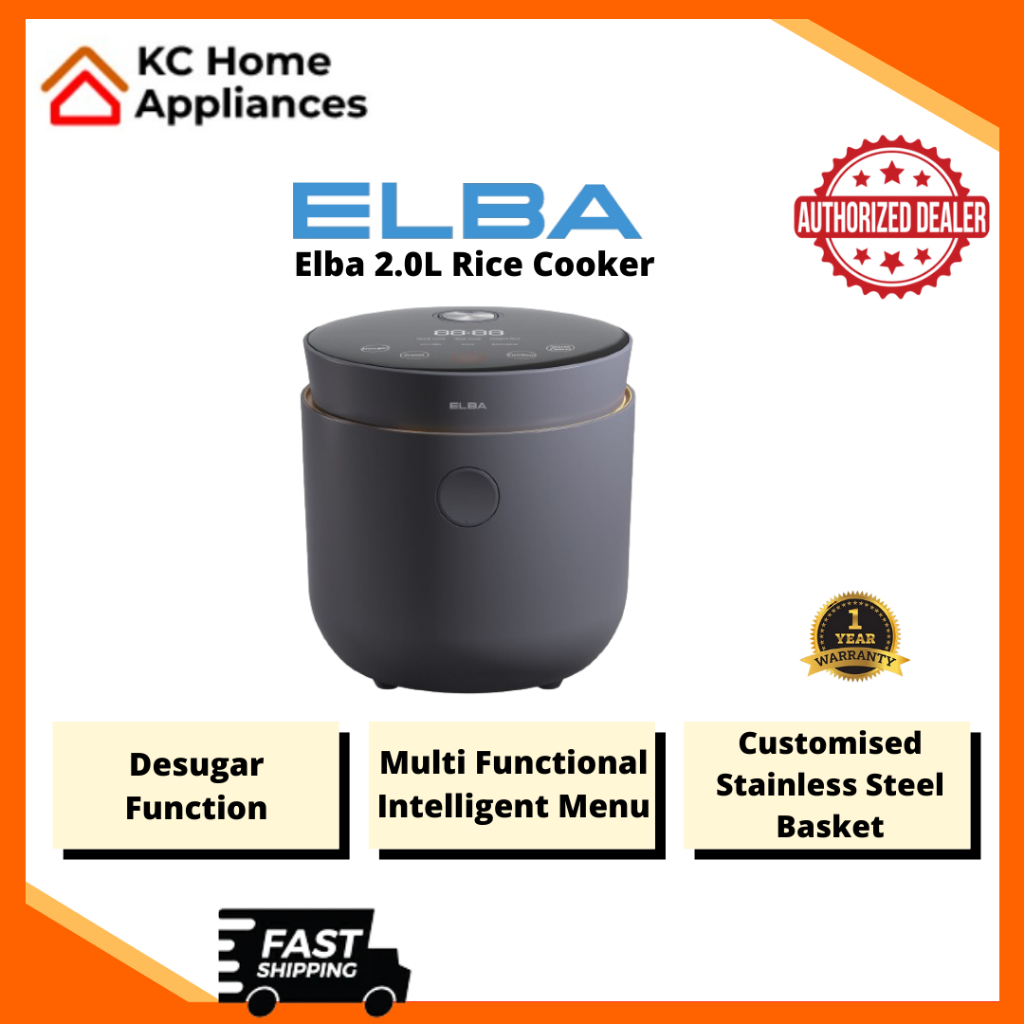Elba 2L Low Sugar Rice Cooker | 500W | Desugar Function | Non-Stick | 7 ...