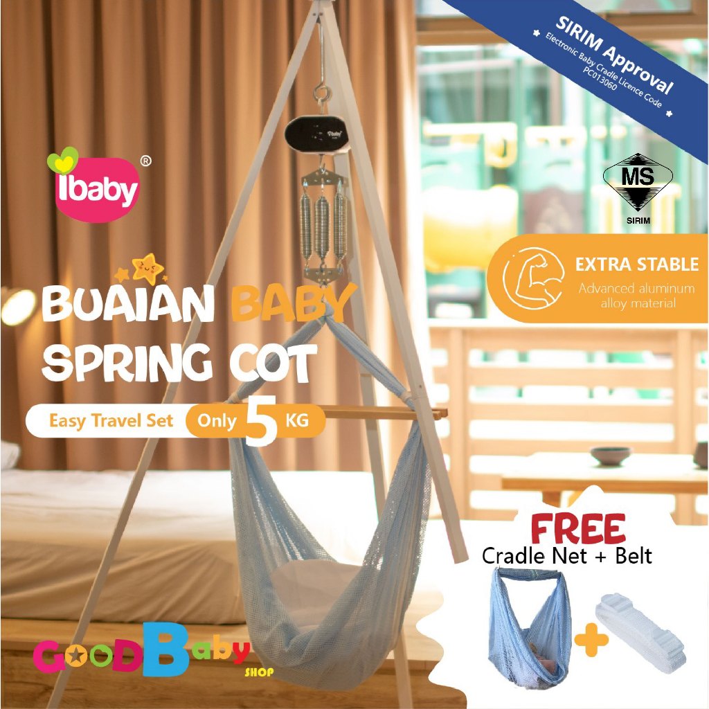 IBaby V1 SIRIM with Premium Spring Cot Set Max Load 18Kg (Rangka Buaian ...