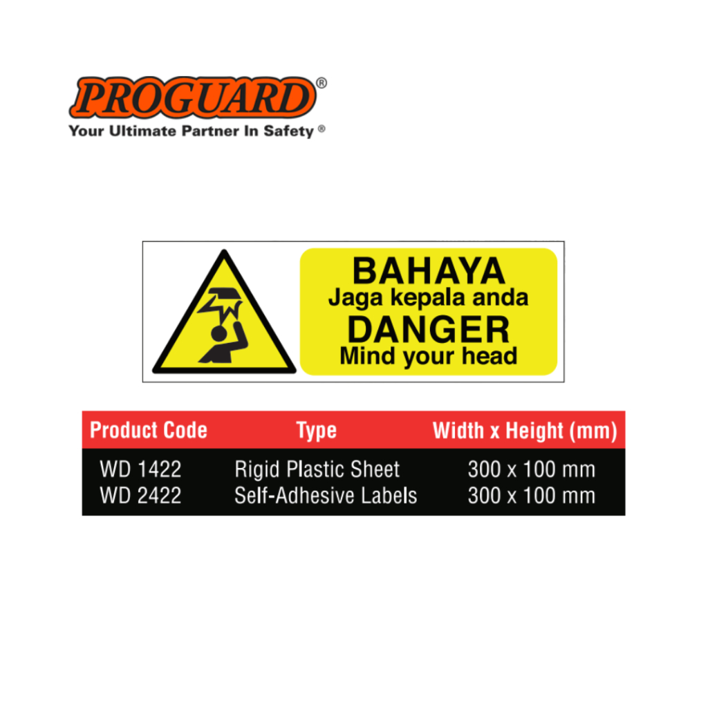 300x100 Danger Mind Your Head Warning Safety Sign Indoor Outdoor ...