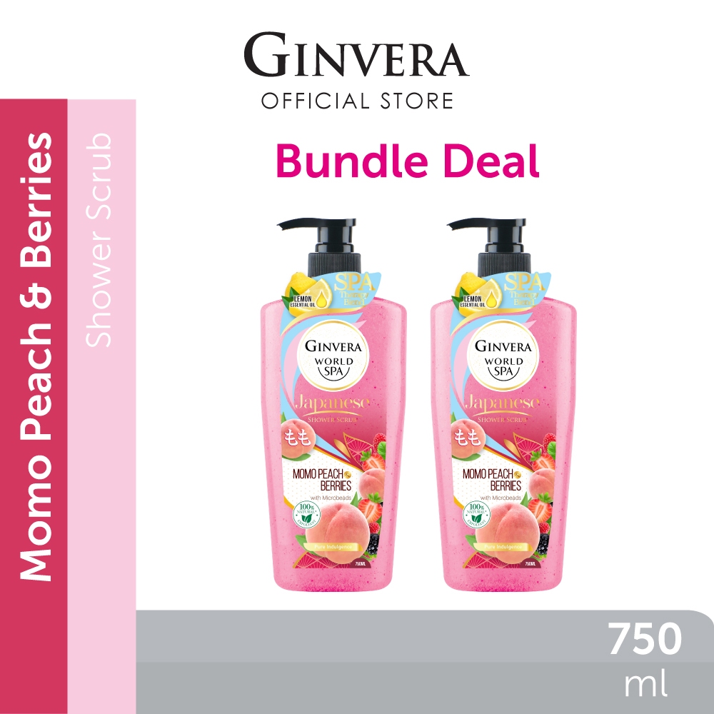 [Bundle of 2] Ginvera World Spa Japan Shower Scrub Momo Peach & Berries ...