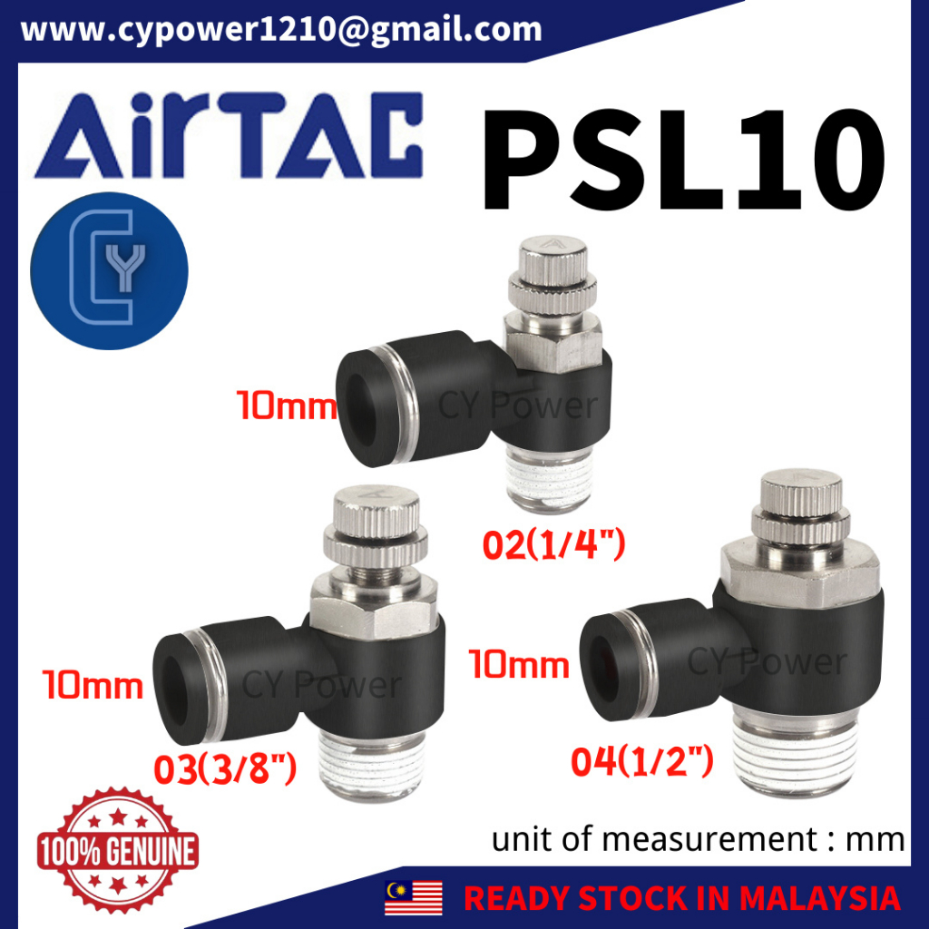 AirTAC PSL Speed Control Pneumatics Silencer Speed Controller Joint M4/6/8/10/12-M5/01/02/03/04 ...