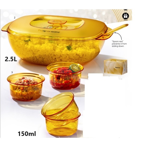 Tupperware: Royale Blue/Golden Crystalline Saucy Server and Soup Server ...