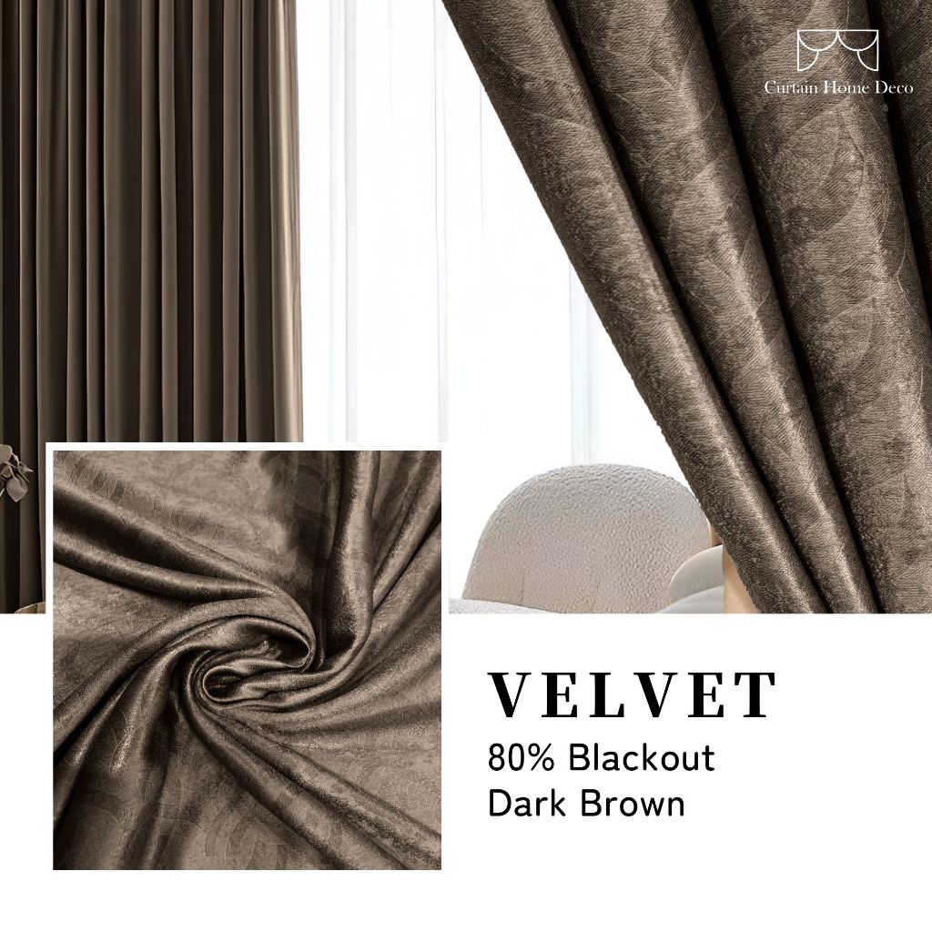 Warna Choco Europe Velvet 80% Blackout Langsir bercorak |for pintu ...