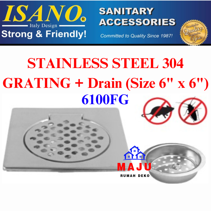 MAJU ISANO 6INCH STAINLESS STEEL 304 FLOOR TRAP COVER DRAIN FLOOR STRAINER GRATING WITH STRAINER ...