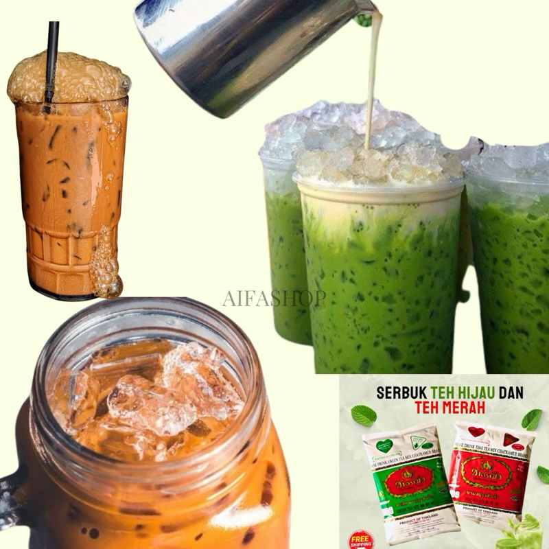 Serbuk Teh Hijau 200 gram Dan Teh Merah 400 gram Thai Ori ChaTraMue ...