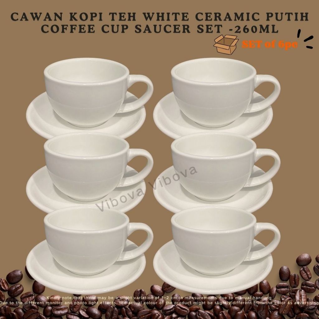 ASOGA Cawan Kopi Teh White Ceramic Putih Hotel Espresso, Latte, Mocha ...