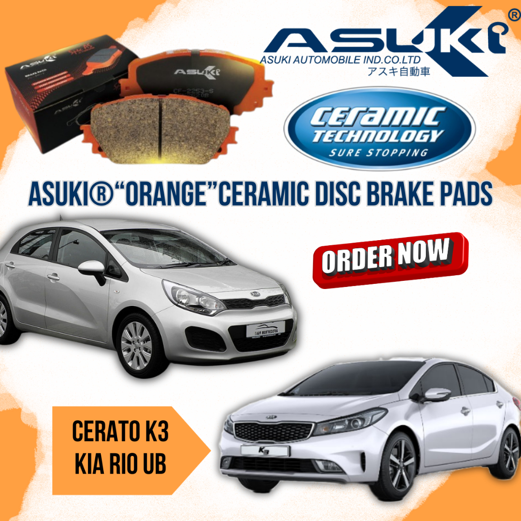 KIA Cerato K3 YD / Rio UB - ASUKI *Ceramic* Brake Pad - Depan/Front SET ...
