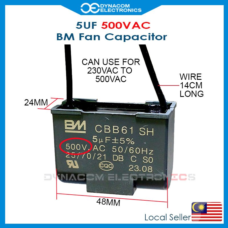 5UF 500V BM Fan Capacitor Motor Capacitor [Kapacitor Kipas Kapasitor ...
