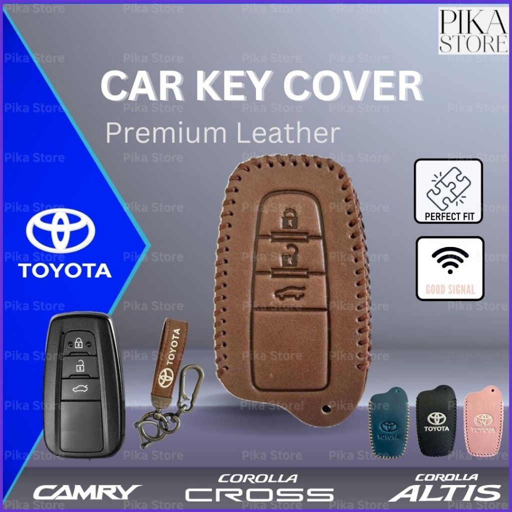 LEATHER Toyota Toyota Cross Key Cover Corolla Altis RAV 4 Camry Key ...