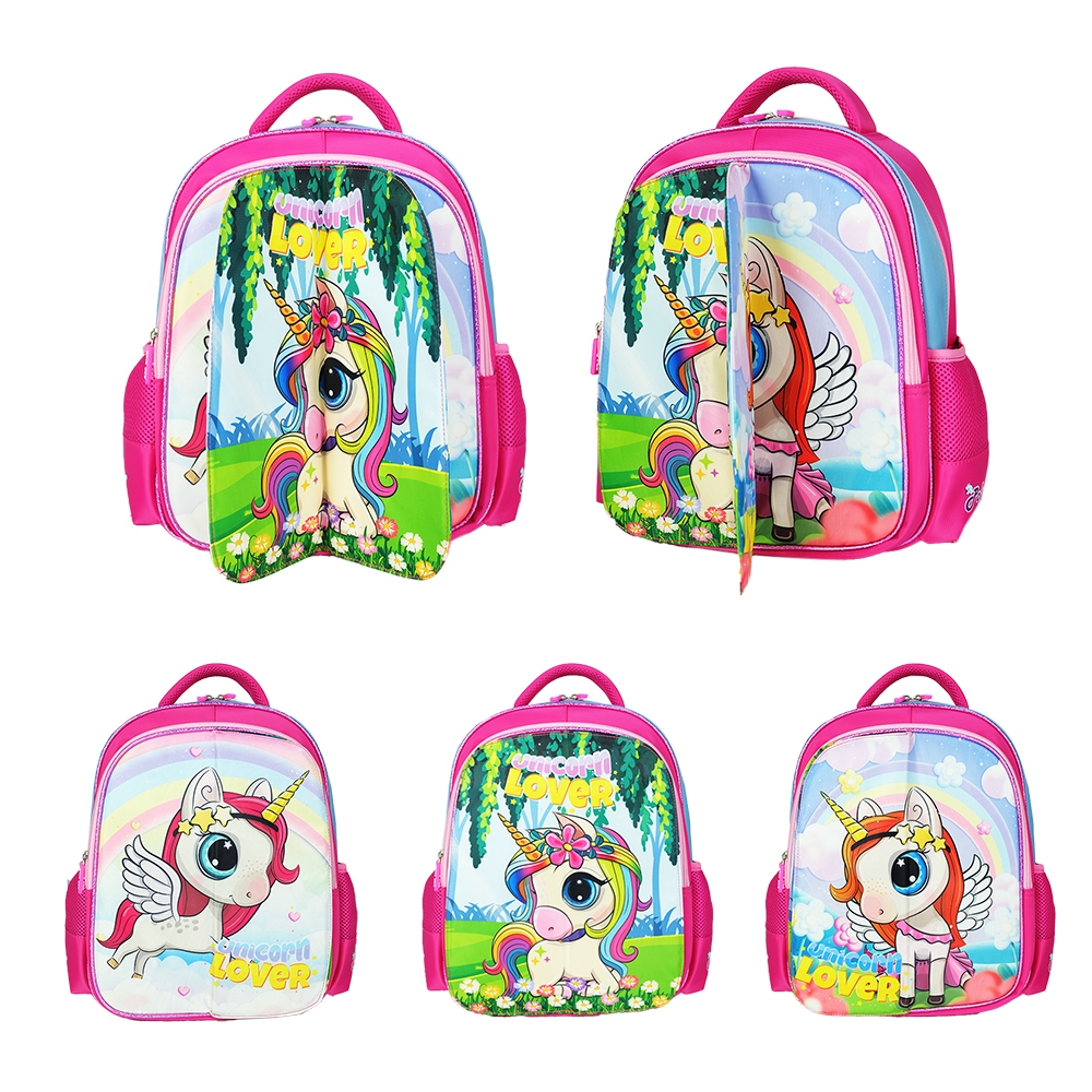 Poly Pac 14" Cute Unicorn 3in1 Designs Magnetic Flip Kindy Kids School ...