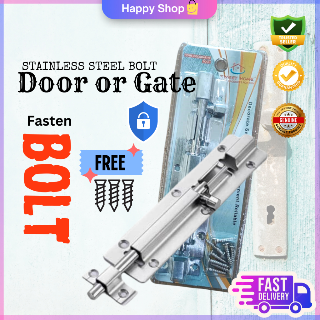 304 STAINLESS STEEL BOLT/LATCH/SELAK PINTU/5INCH/6INCH/8INCH SECURITY ...