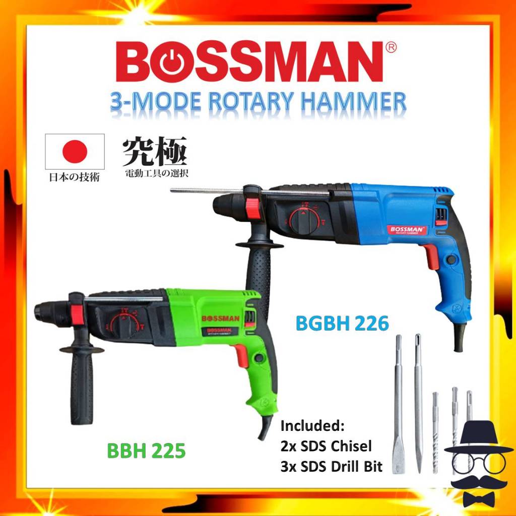 BOSSMAN BBH225 / BGBH226 HEAVY DUTY 3 MODE ROTARY HAMMER DRILL 950W BBH ...