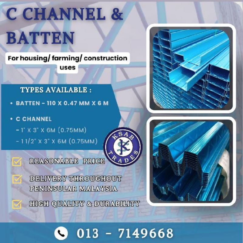 C-channel and V Batten | Shopee Malaysia