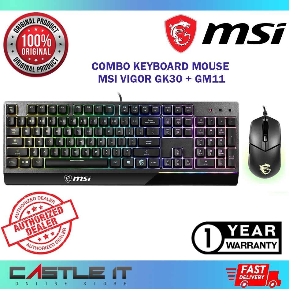 MSI Combo VIGOR GK30 + GM11 BLACK / WHITE Gaming Keyboard Mouse ...