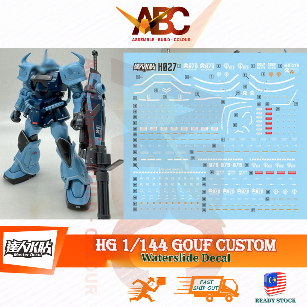 (Master) Waterslide Decal - HG 1/144 Gouf Custom (Fluorescent) MS-07B-3 ...