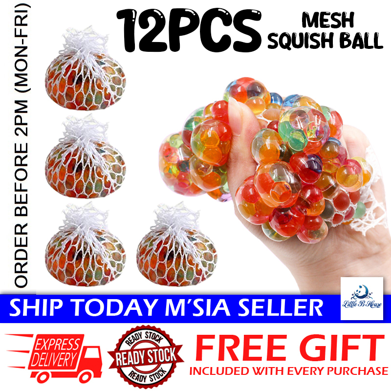 [Little B House] 12pcs Squishy Ball Squeeze Stress Release Fun Toy Vent ...