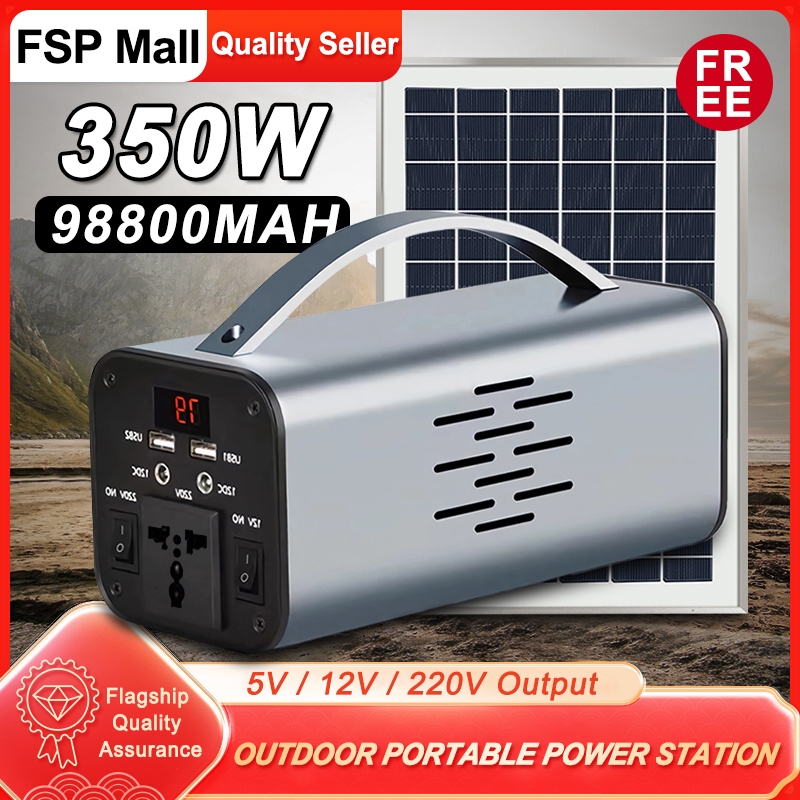 Portable Power Station with Solar Panel 350W AC 220V Emergency ...