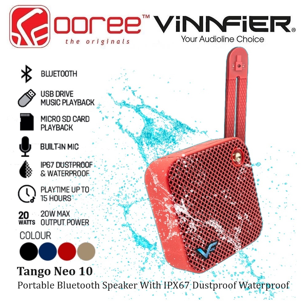 VINNFIER TANGO NEO 10 PORTABLE BLUETOOTH WIRELESS SPEAKER WITH IPX67 ...
