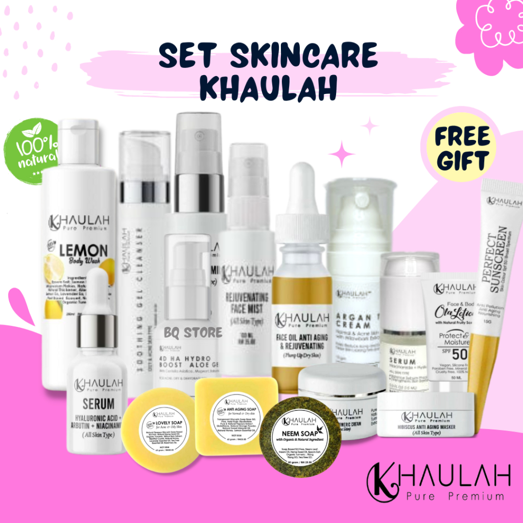 SET SKINCARE KHAULAH | SET PENJAGAAN MUKA KHAULAH PURE PREMIUM | GEL ...