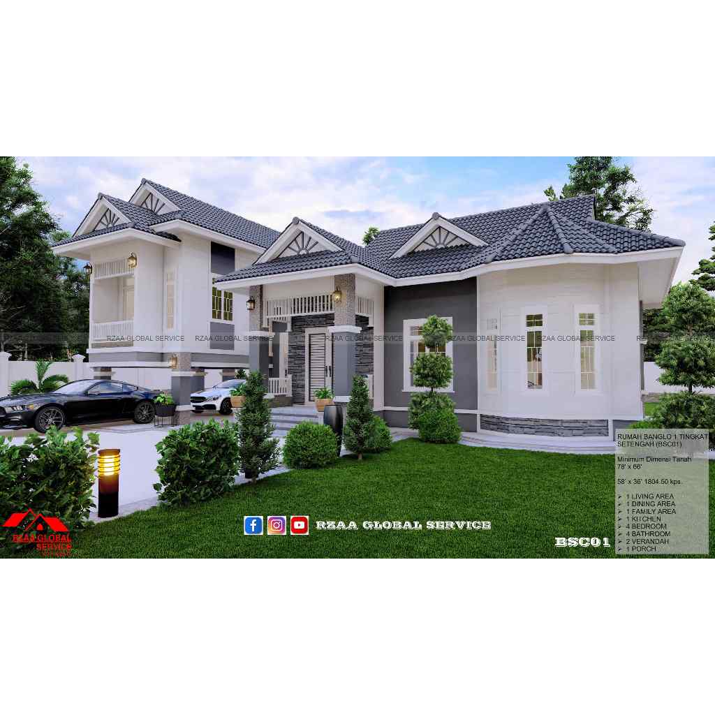 KOLEKSI PELAN RUMAH BANGLO SETINGKAT SETENGAH BERKELUASAN 1,000kps To 2 ...