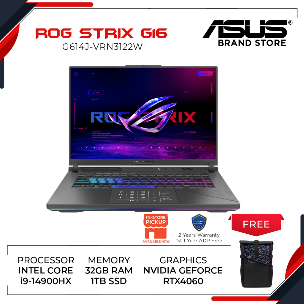 Asus ROG Strix G16 G614J-VRN3122W 16'' WUXGA 165Hz Gaming Laptop ( I9 ...