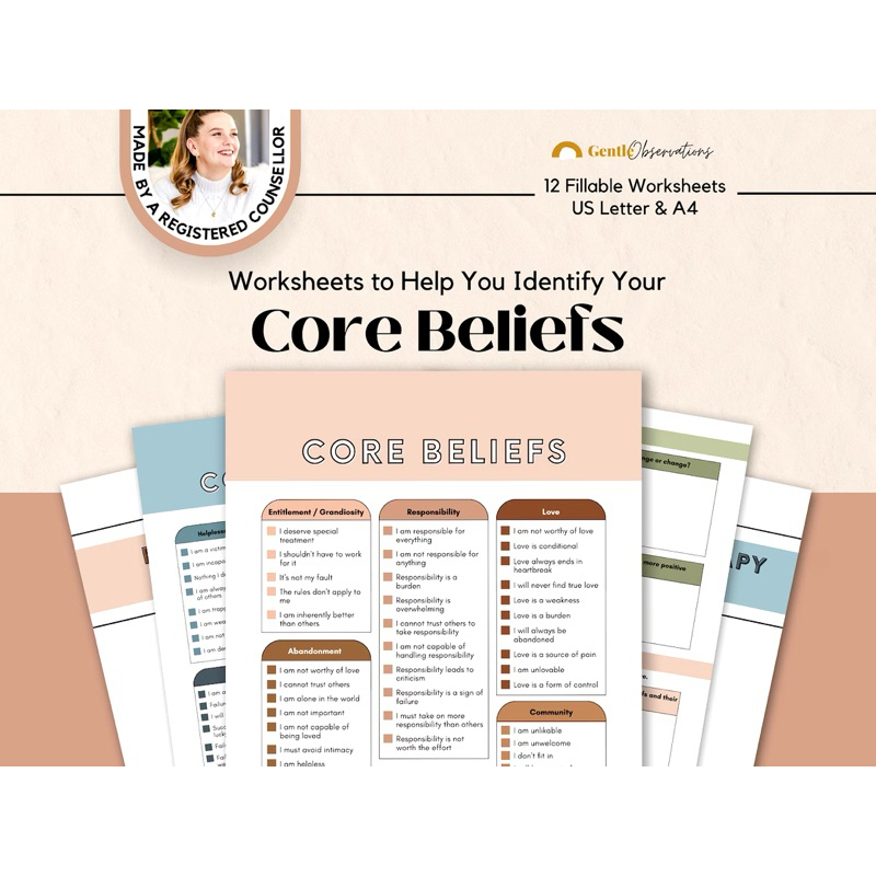 Common Core Beliefs Worksheets for Therapists Cognitive Behavioral ...