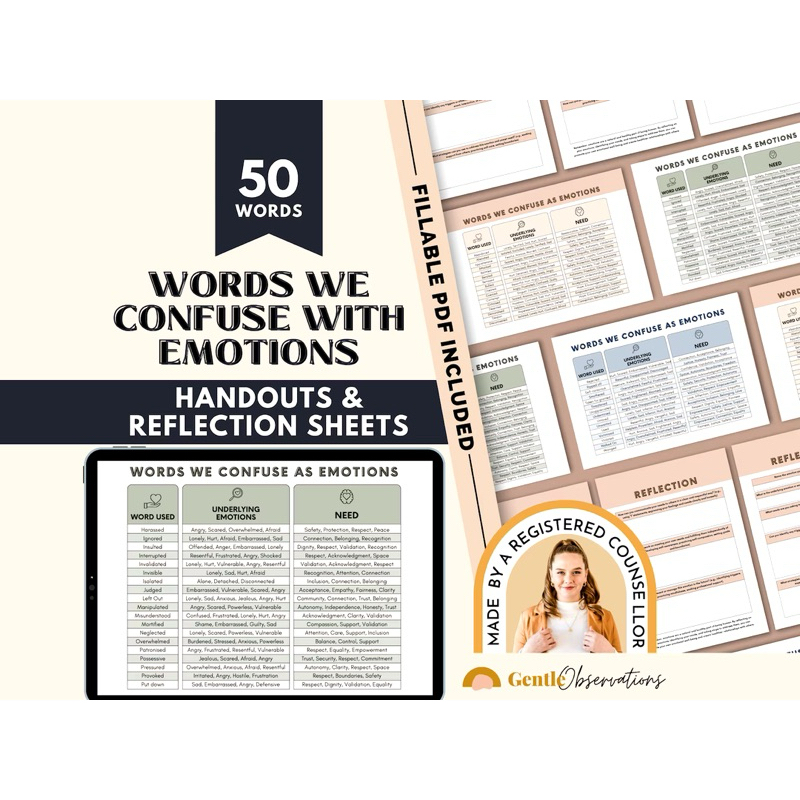 Words We Confuse with Emotions, Words for My Feelings, Underlying ...