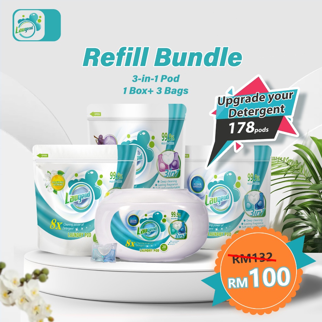 【3-in-1 Refill Bundle】178 pods for 8-month laundry, a bundle of 4 Pcs ...