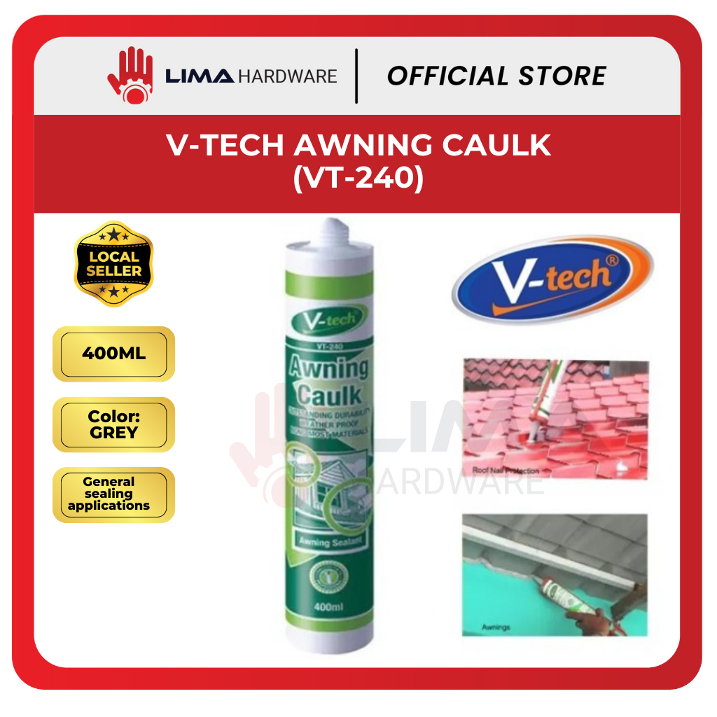 VTECH VT-240 Awning Caulk Grey Awning Silicone Sealant, Pengedap ...