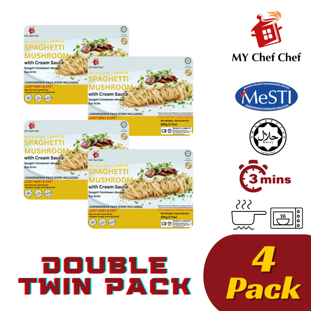 MY CHEF 3-Minute Spaghetti Cream Mushroom With Truffle (280g x 4 Packs) | Shopee Malaysia
