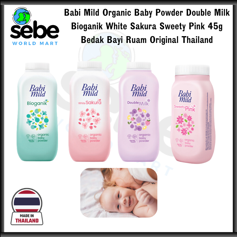 Babi Mild Organic Baby Powder Double Milk Bioganik White Sakura Sweety ...