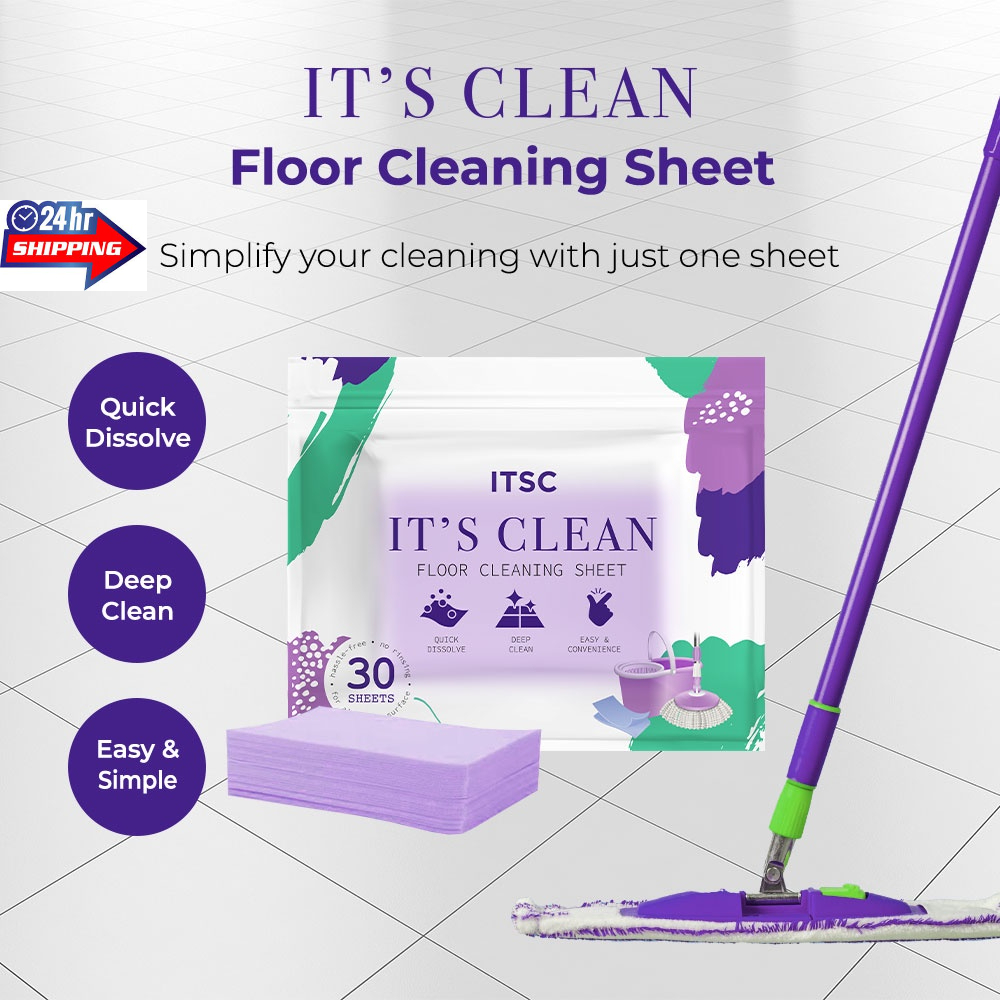 IT'S CLEAN ITSC Floor Cleaning Sheet (30 sheets/ pack) 地板清洁片 (30片/包 ...