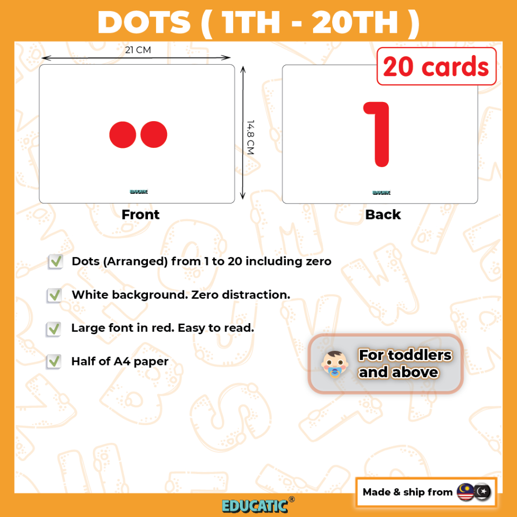 FC013 Big Flash Card 123 | Numbers Nombor Number | English & BM | Kad ...