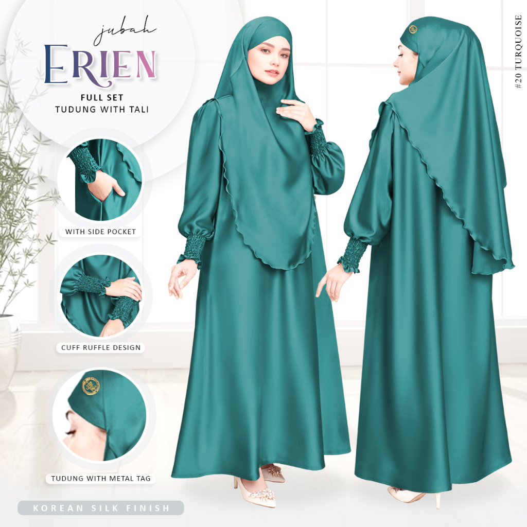 * Raya Arrival * Jubah Erien Free Size With Long Tudung Khimar (Full ...