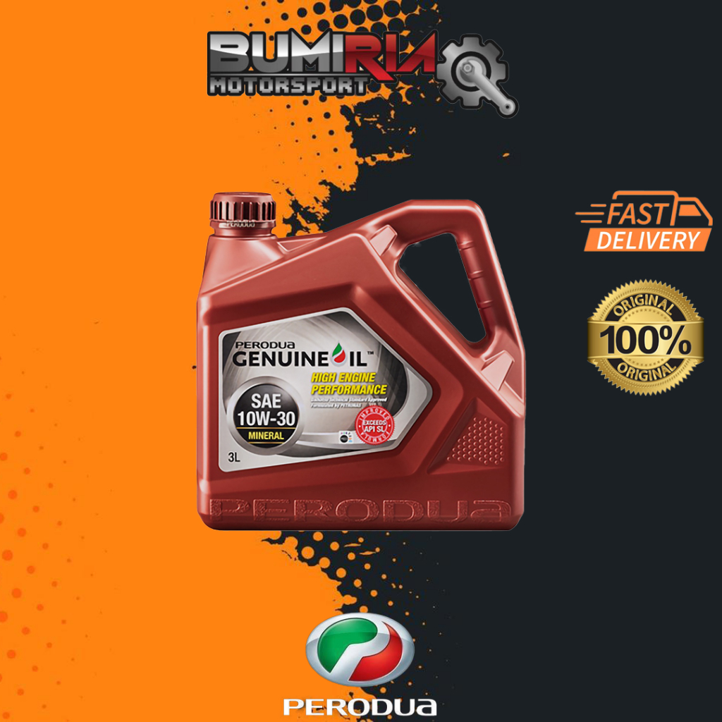 PERODUA ENGINE OIL MINERAL 10W-30 API SL 10W30 ENGINE OIL (3L) NEW ...