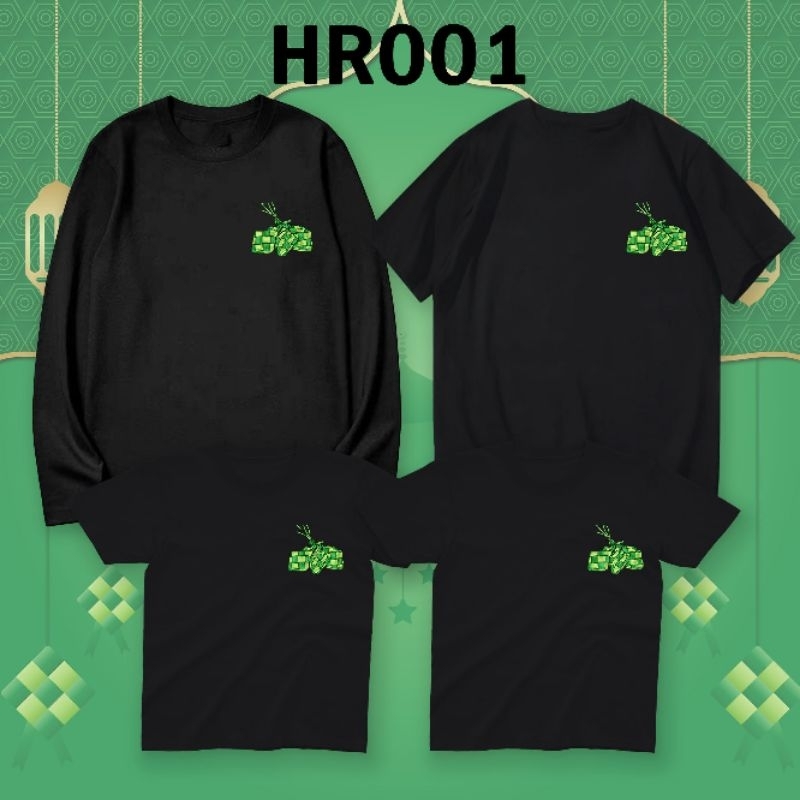 HR001 BALIK KAMPUNG BAJU RAYA SEDONDON VIRAL 3XL TSHIRT HITAM FAMILY COTTON KETUPAT IBU ANAK ...