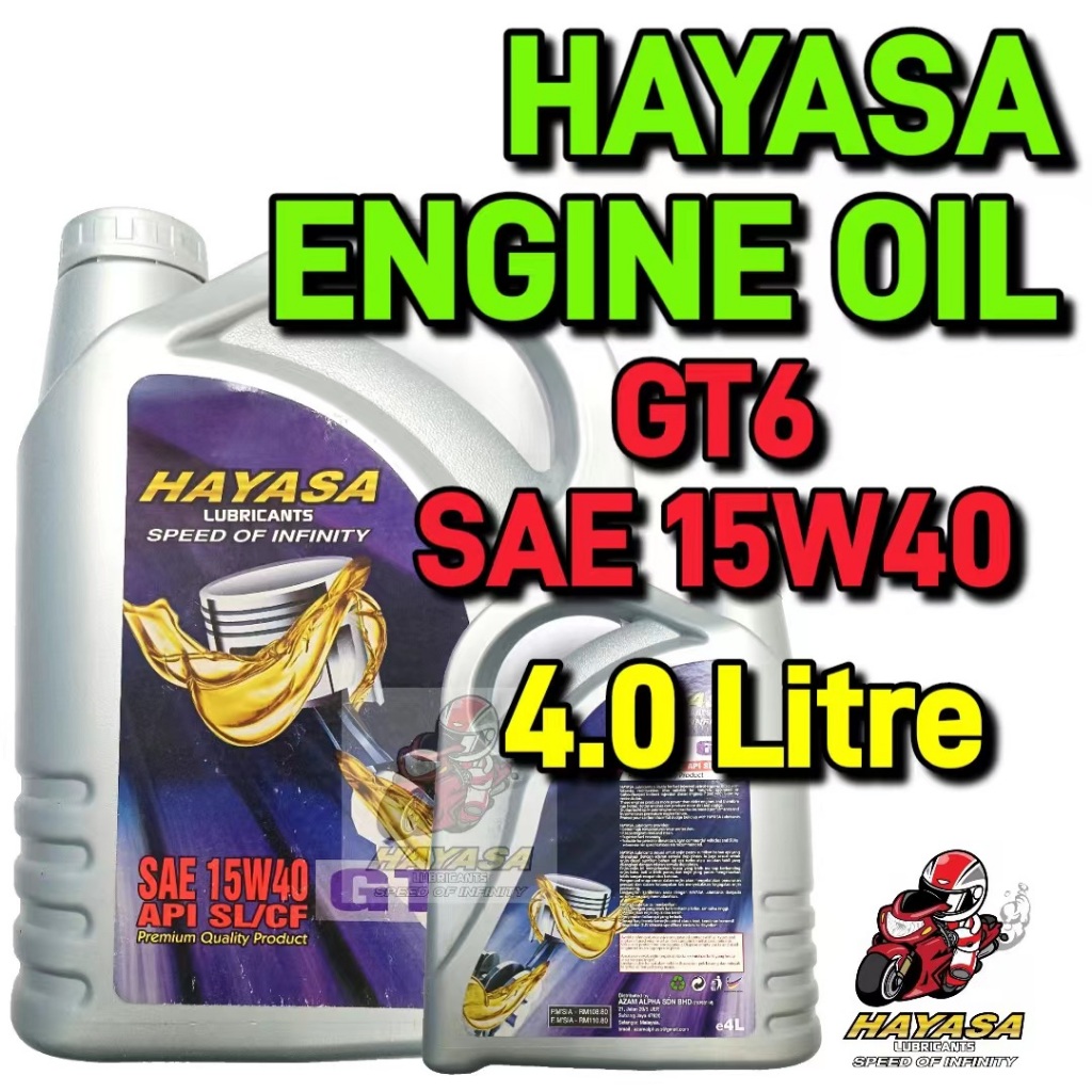 100% ORIGINAL HAYASA ENGINE OIL MINYAK HITAM GT6 SAE15W40 FOR CAR MYVI ...