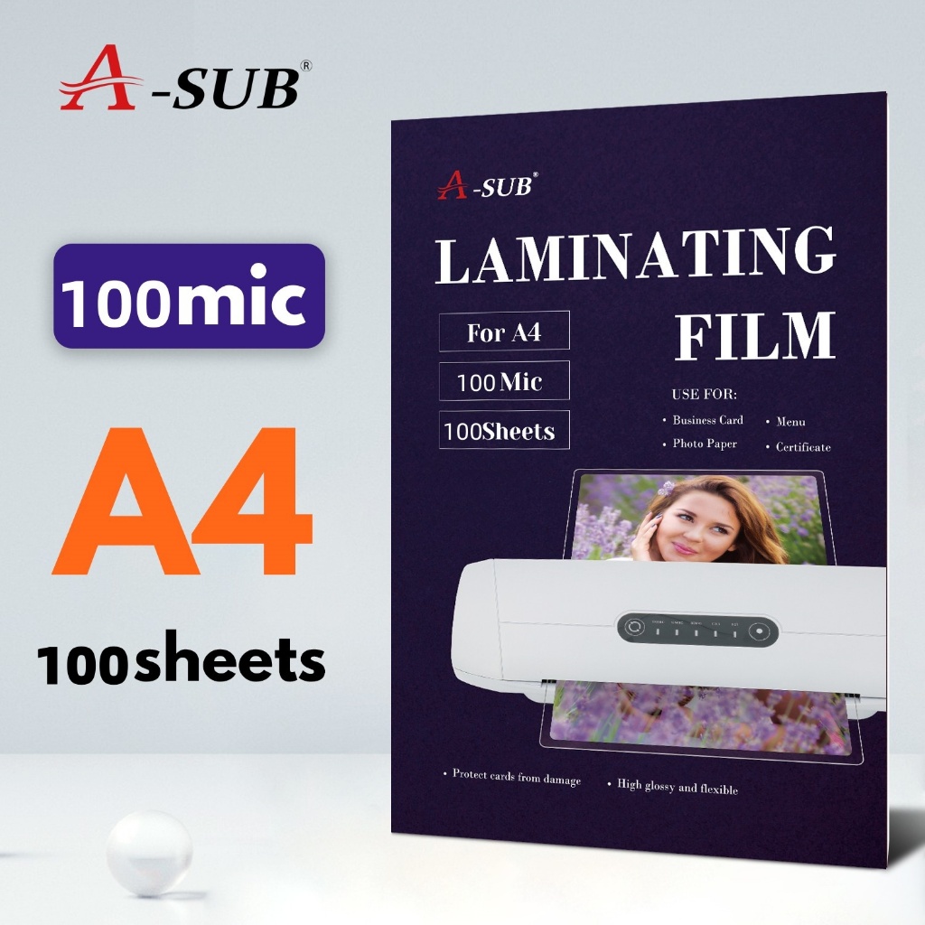 【100MIC】A-SUB A4 Laminating Film 100mic Laminate Pouches 100sheets A4 ...