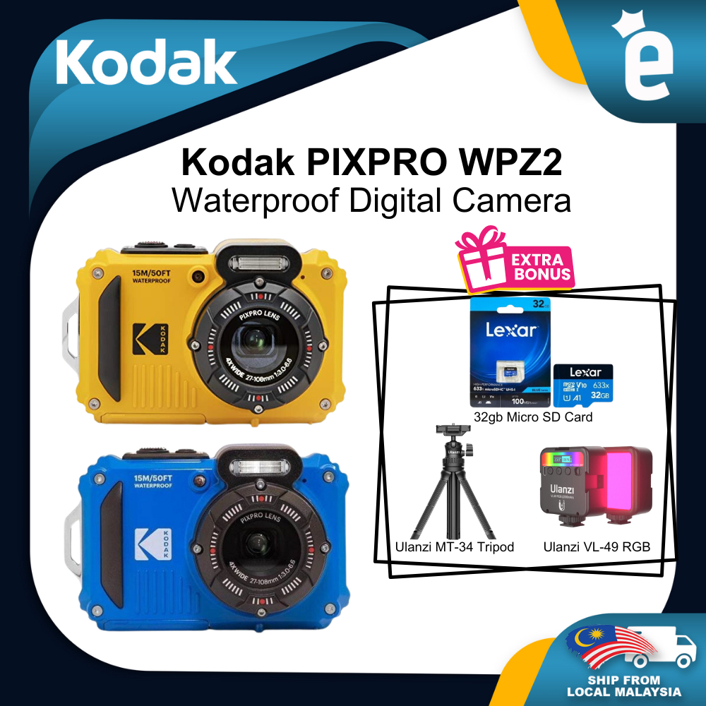 KODAK PIXPRO WPZ2 Rugged Waterproof WiFi Digital Camera 16MP 4X Optical ...