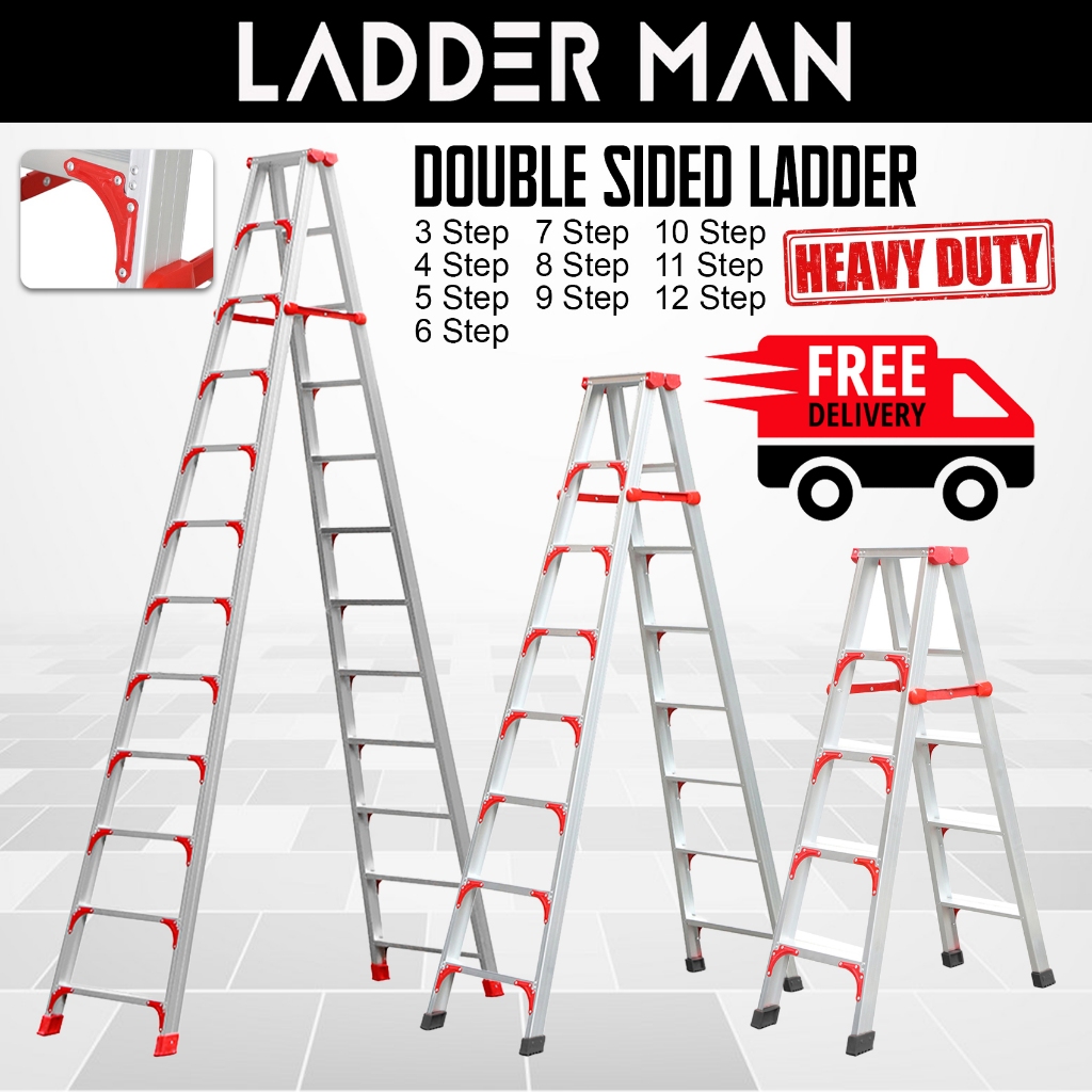 Free Shipping Ladderman Extra Tall Aluminium Double Sided Ladder Multi ...
