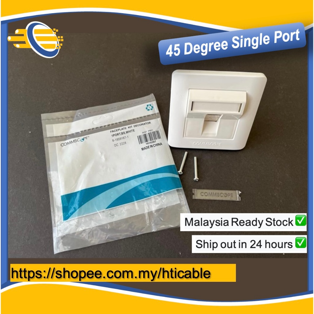 Commscope AMP® Genuine Faceplate – 45Degree Angle 1Gang RJ45 Cat 3 ...