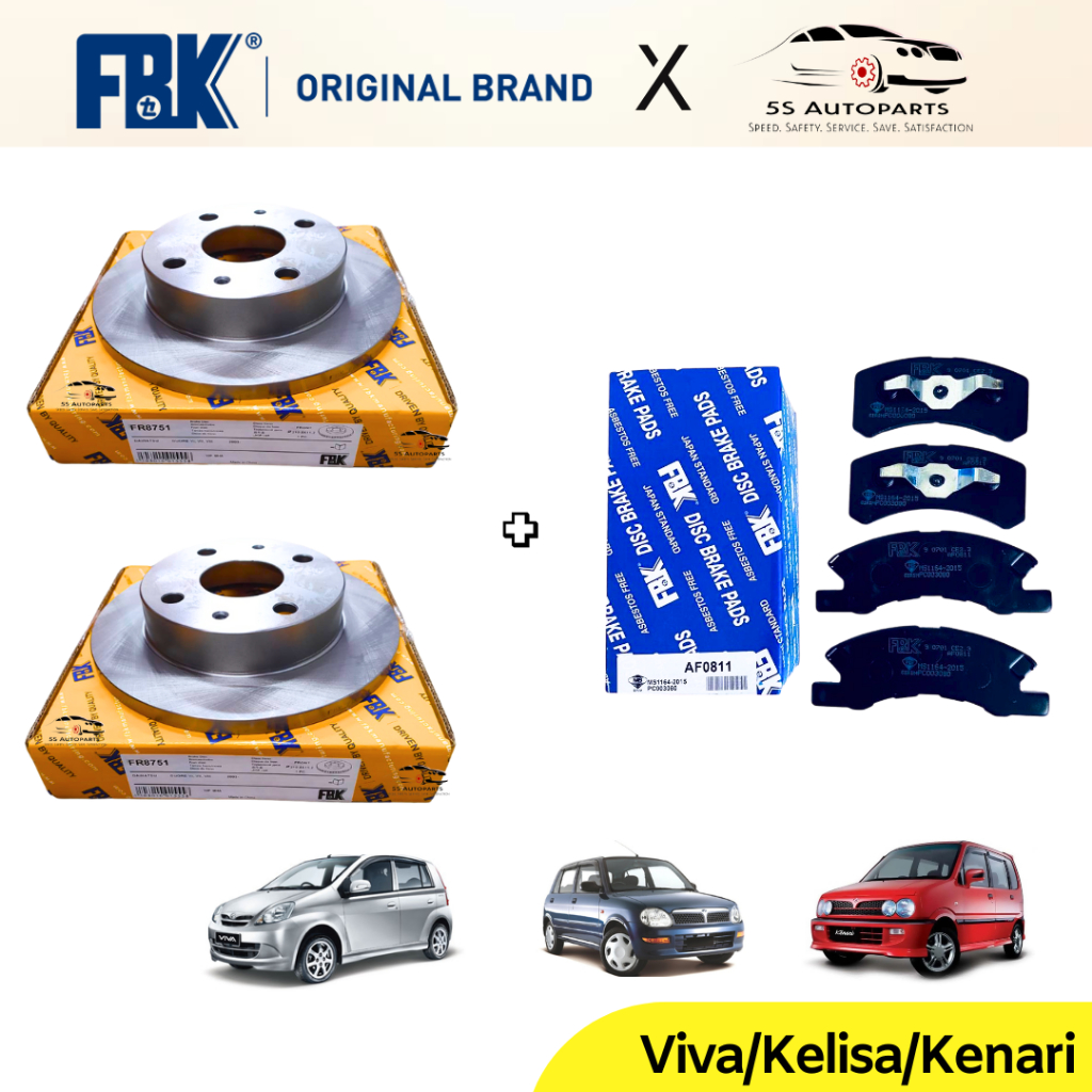 FBK Kenari, Kelisa, Viva Front (Depan) Brake Disc Rotor (2PCS) & Brake Pad (4 PCS) | Shopee Malaysia